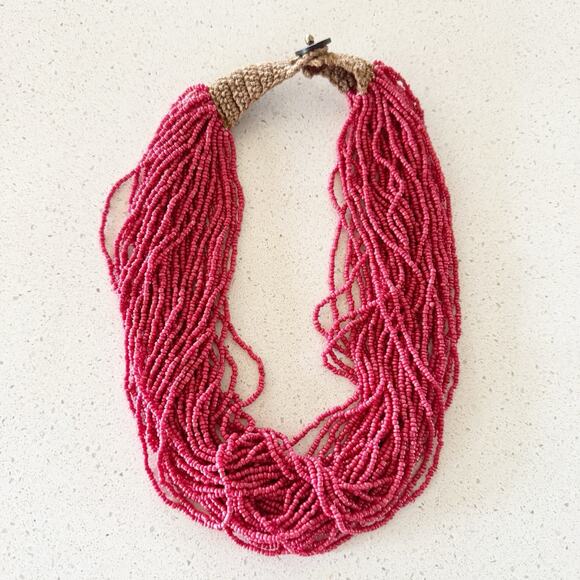 Unbranded | Jewelry | Boho Red Multi Strand Bead Torsade Macrame W Wood ...
